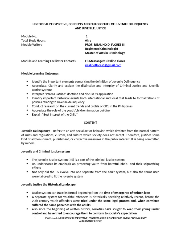 Juvenile Delinquency and Justice Overview | PDF | Juvenile Delinquency ...