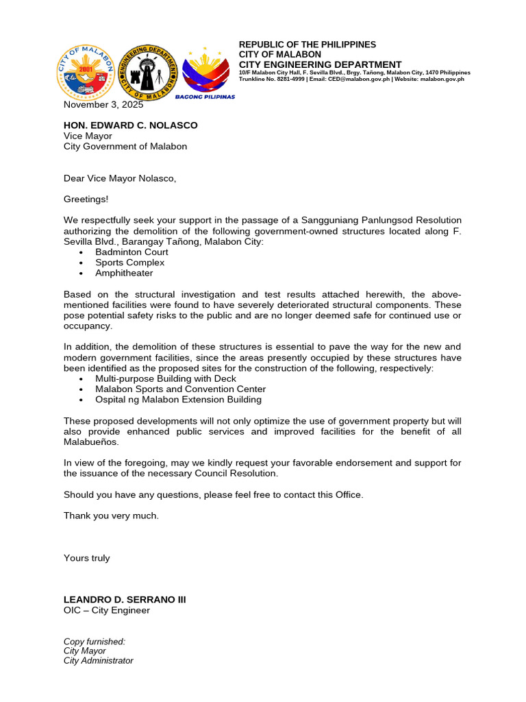 20251103 Vice Mayor - Authority to Demolish | PDF