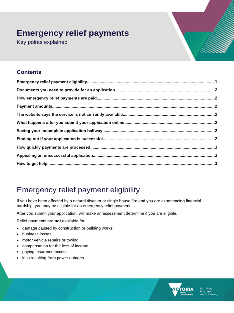Emergency Relief Payments Key Points Explained | PDF | Emergency ...