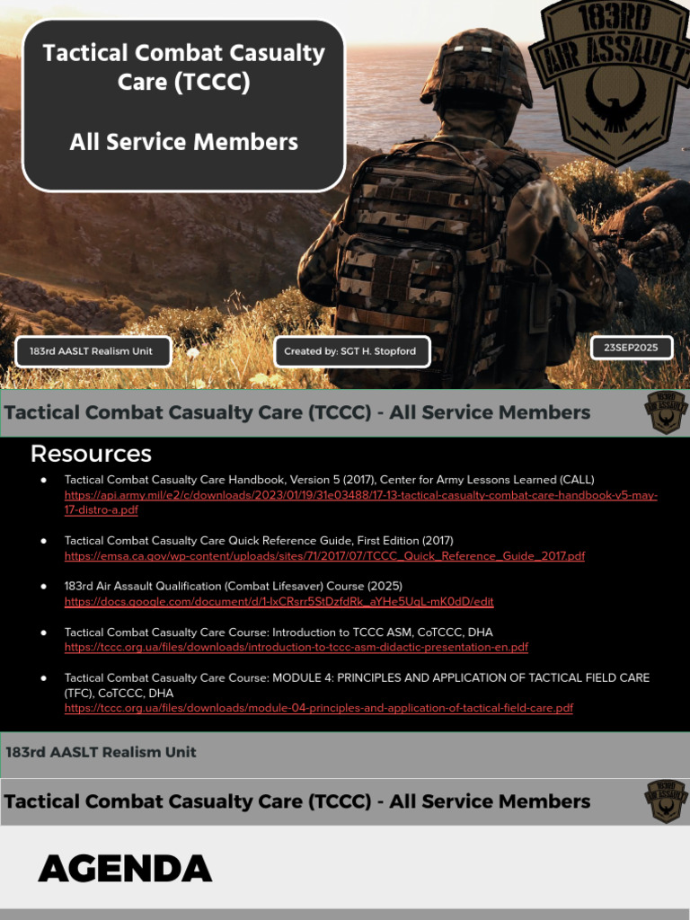 183rd TCCC Course - Asm | PDF | Health Care | Medicine
