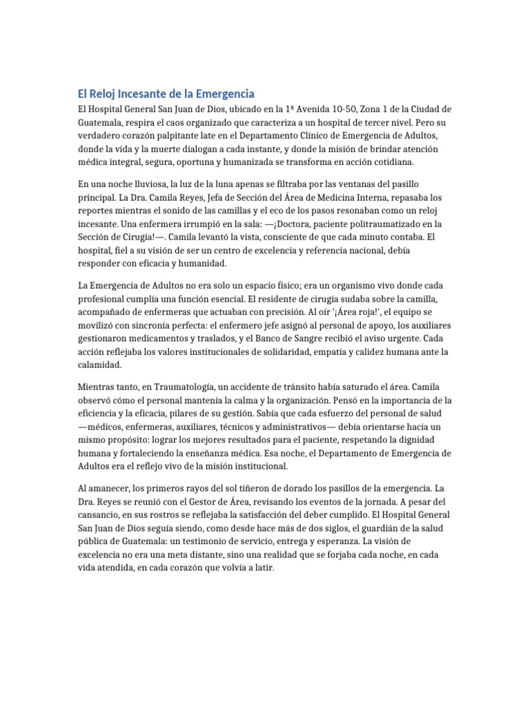El Reloj Incesante de La Emergencia HGSJD | PDF | Hospital | Enfermería