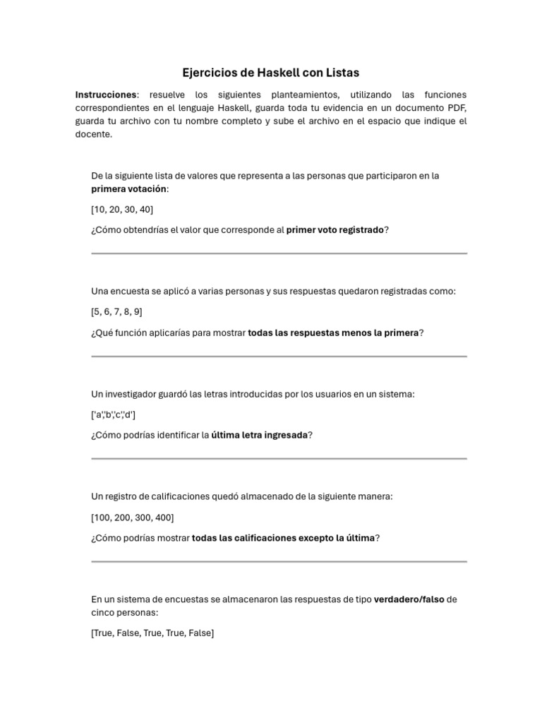 Ejercicios de Haskell Con Listas | PDF
