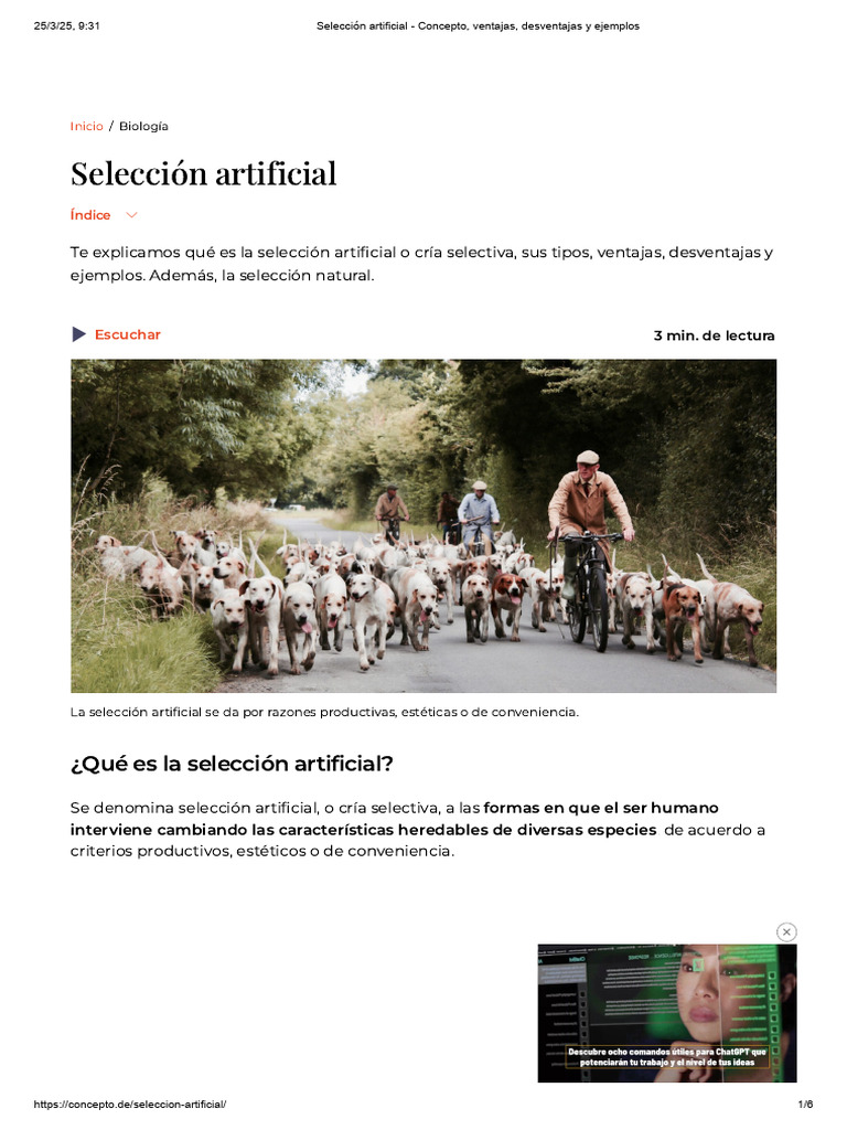 Selección Artificial: Ventajas y Ejemplos | PDF | Crianza selectiva ...