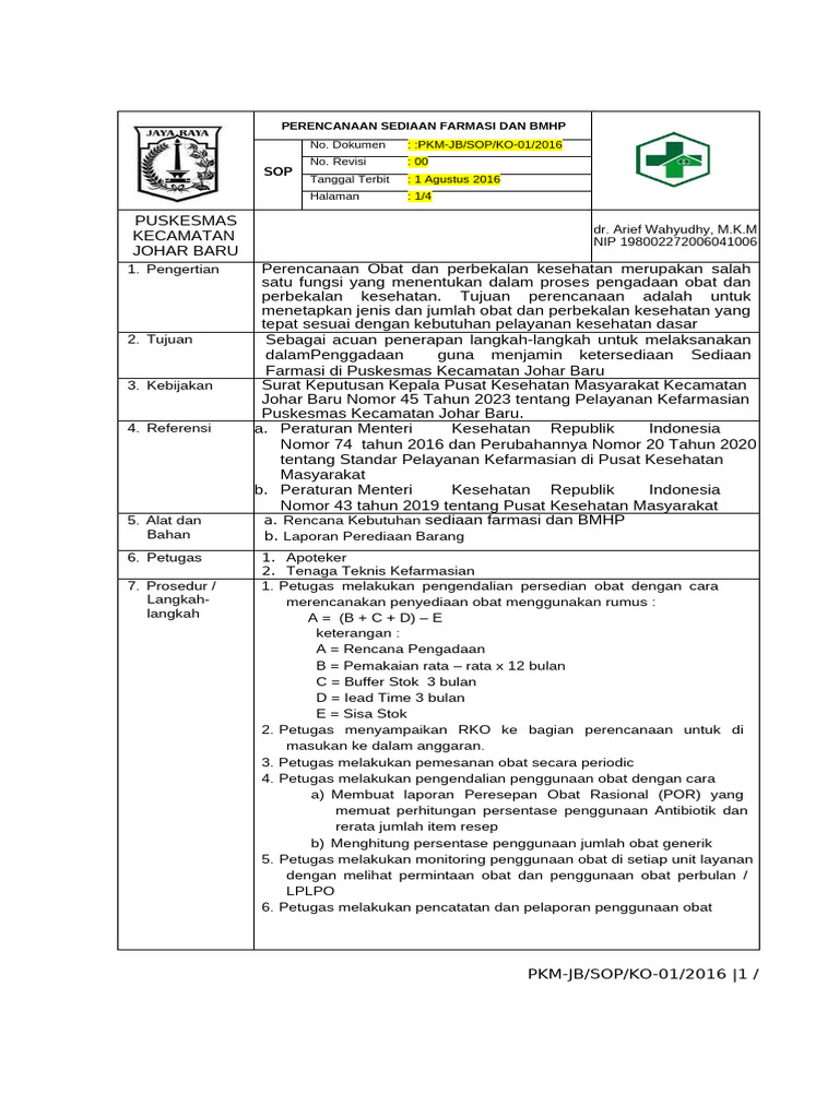 Sop Pengadaan Obat | PDF