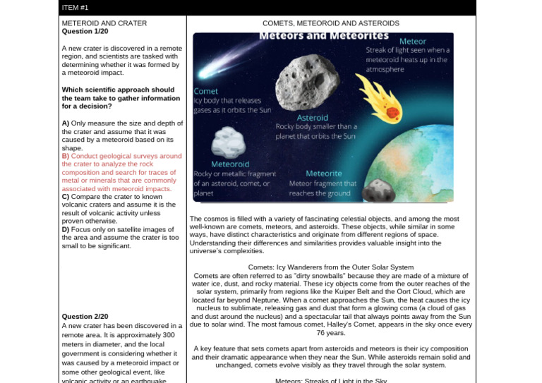 Meteoroid Impact Analysis Guide | PDF | Meteoroid | Comet