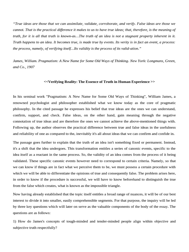 Truth Essay Elena | PDF | Truth | Reason