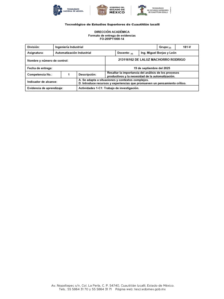 Actividad 1-C1 Trabajo Inv | PDF | Maestros | Comunicación humana