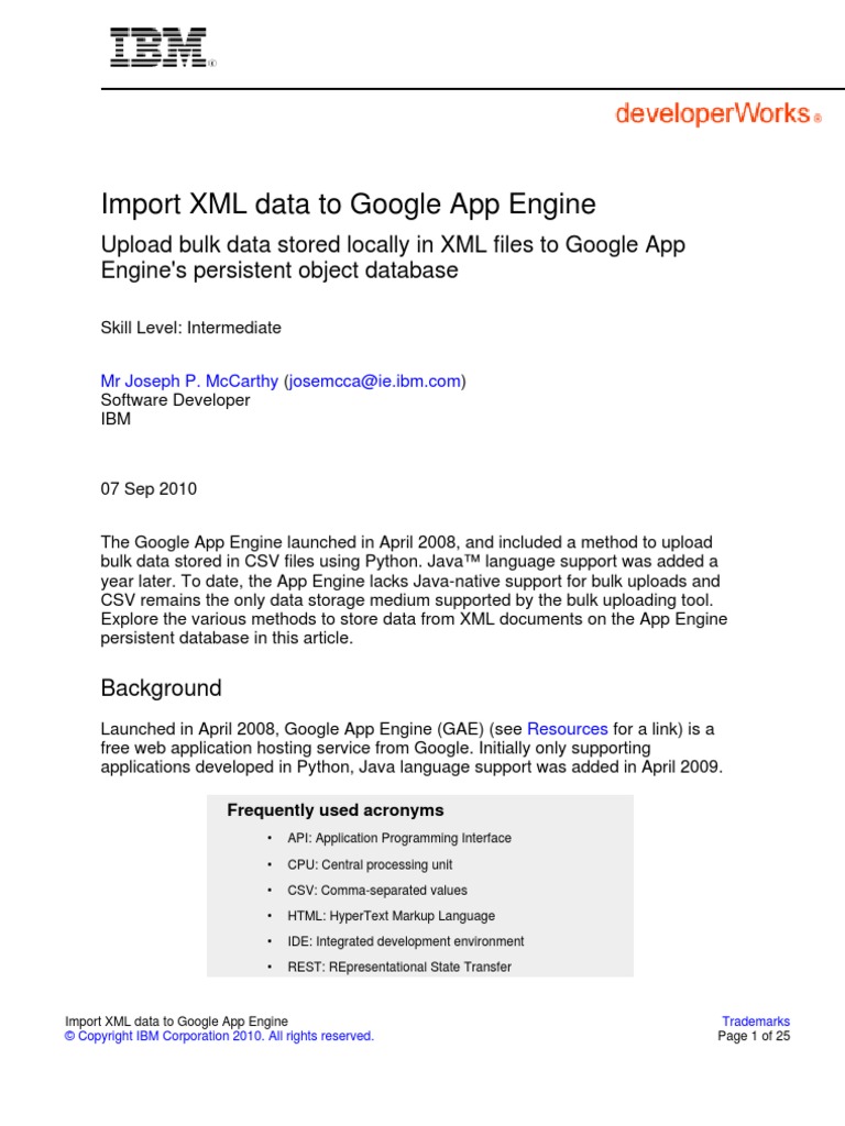 Import XML Data To Google App Engine | PDF | Soap | Application Programming Interface