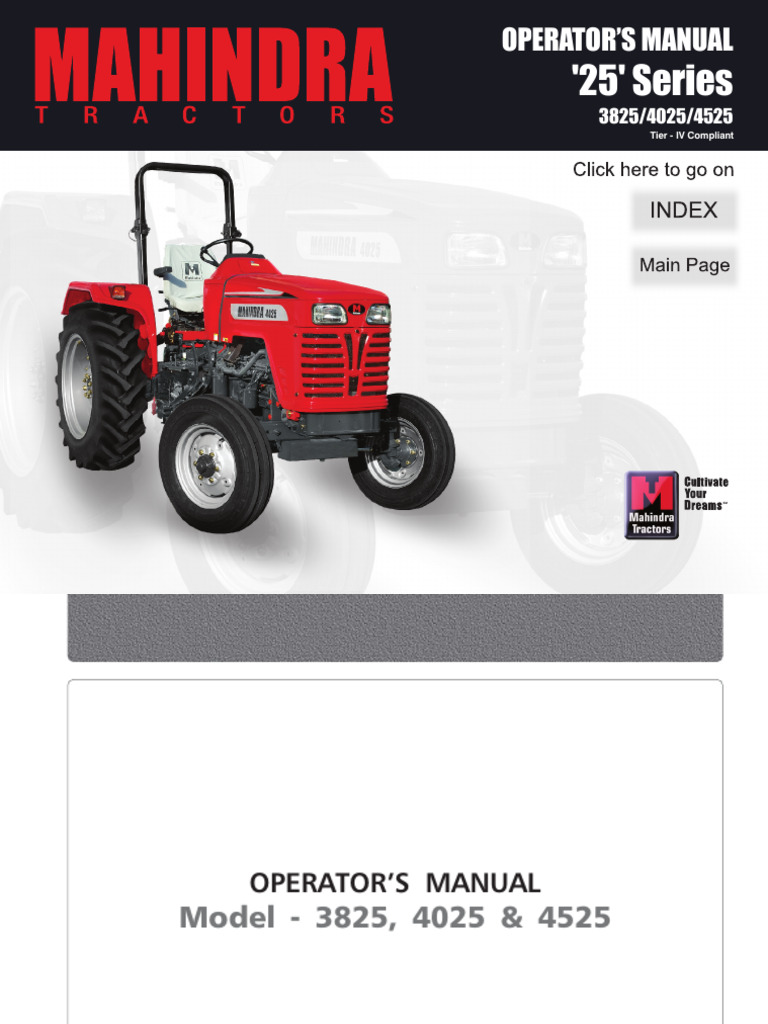 Mahindra 25 Series Operator Manual | PDF | Tractor | Motor Oil