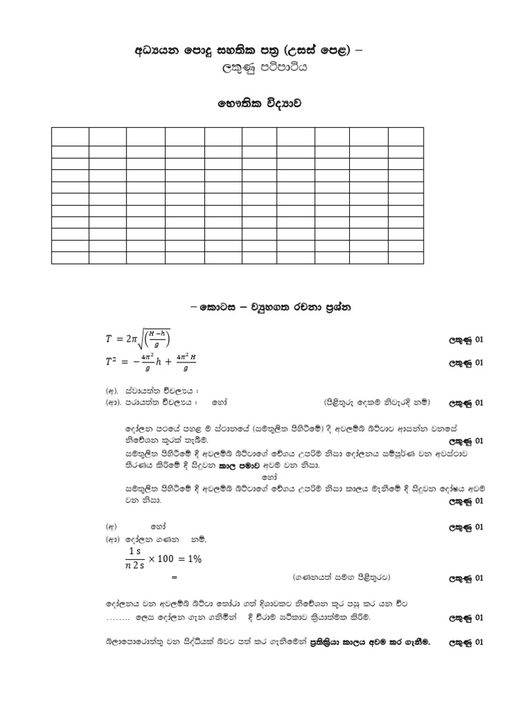 Advanced Level Physics 2023 Model Paper Answers | PDF
