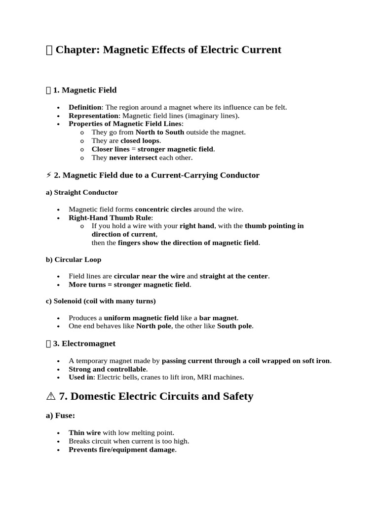 Magnetic Effects Class 10 Pdf Magnetic Field Magnet 5100