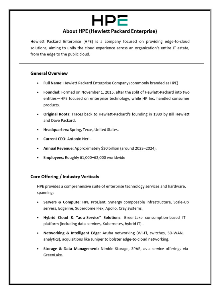 HPE - Interview Prep Guide | PDF | Hewlett Packard | Computer Science