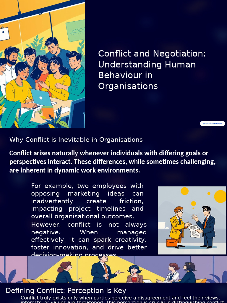 Conflict and Negotiation Understanding Human Behaviour in Organisations ...