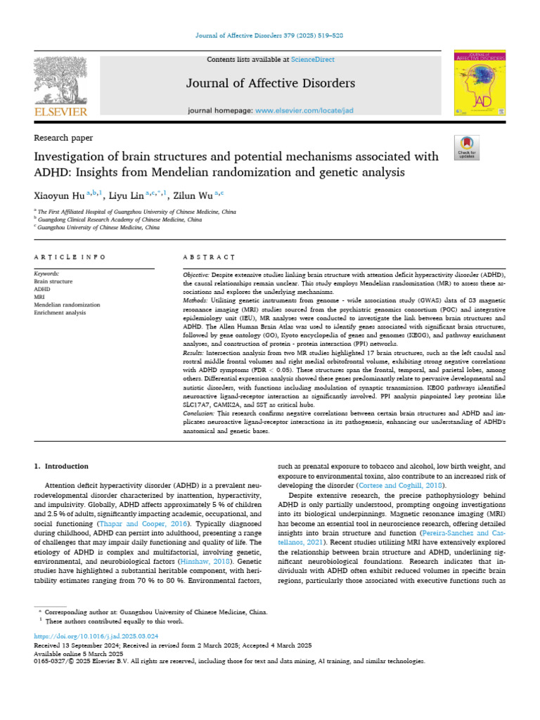 Hu - Investigation of Brain Structures and Potential Mechanisms ...
