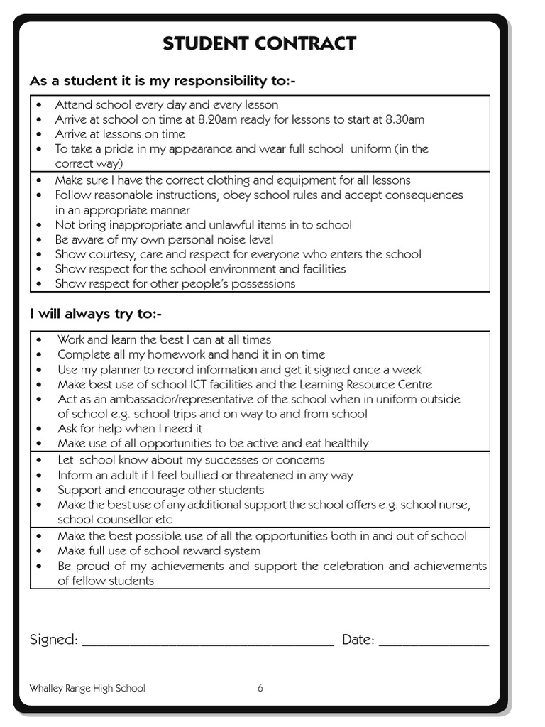 Home School Contract (1) | PDF | Behavior Modification