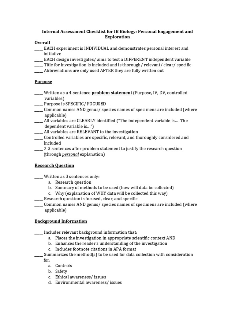 Personal Engagement and Exploration Checklist For Lab Writeups | PDF ...