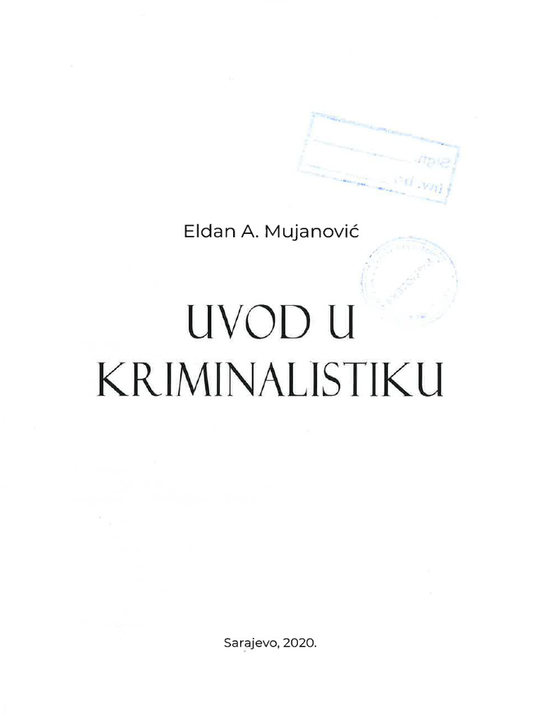 Eldan Mujanović - Kriminalistika | PDF