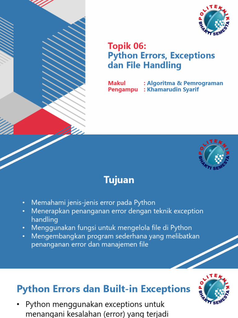 6- Python Errors, Exceptions Dan File Handling | PDF