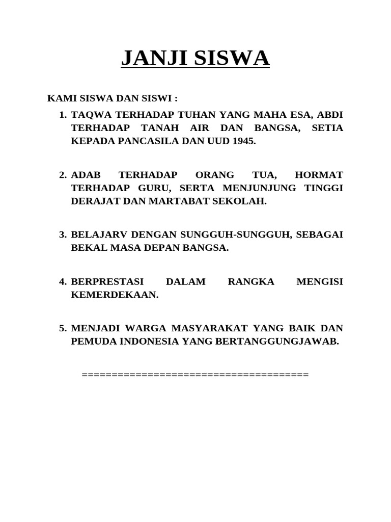 Janji Siswa | PDF