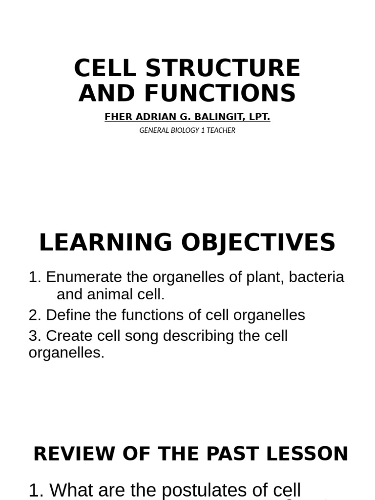 Cell Structure and Functions | PDF | Chloroplast | Mitochondrion