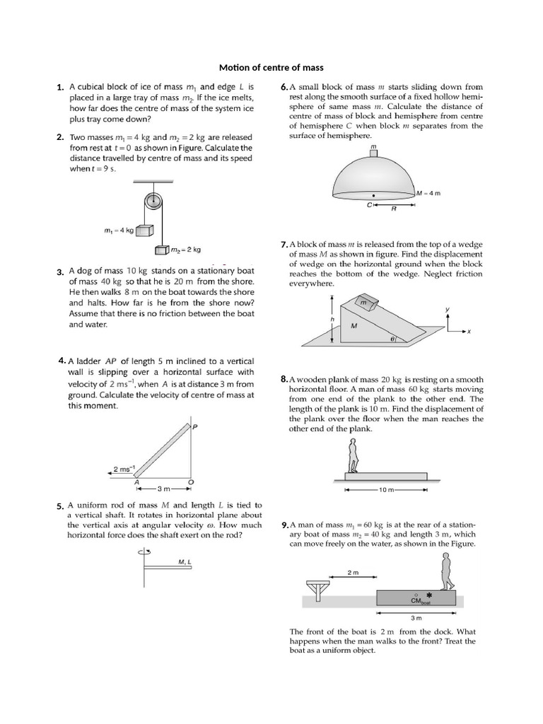 Motion of Centre of Mass DPP 2 (SD) | PDF
