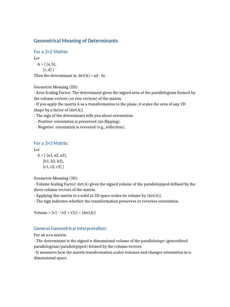 Geometrical Meaning of Determinants | PDF