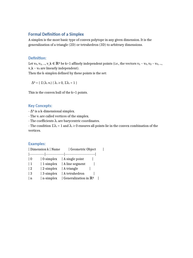Simplex Definition | PDF