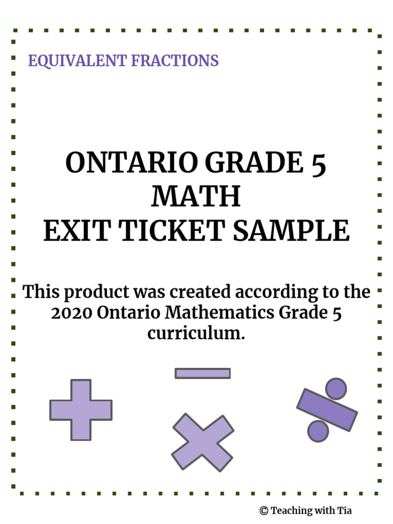 Ontario Grade 5 Math Exit Ticket Sample | PDF
