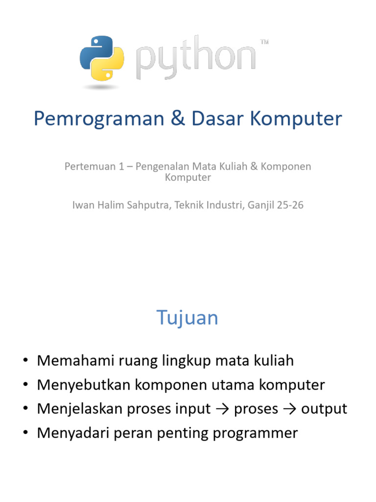 Pertemuan1 Pengenalan Komputer Python | PDF