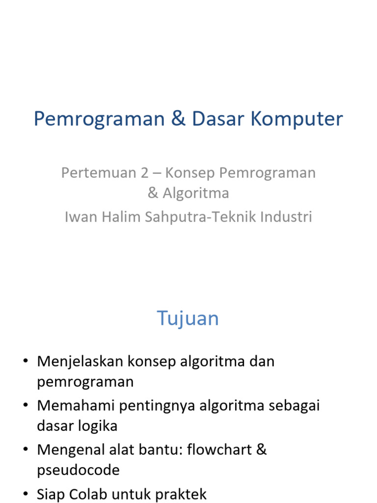 Pertemuan2 Konsep Pemrograman Algoritma | PDF