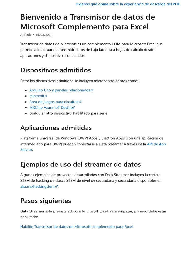 Transmisor de Datos para Excel | PDF | Microsoft Office | Microsoft Excel