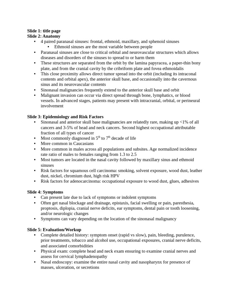 Anterior Skull Base and Paranasal Sinus Malignancies | PDF | Skull | Cancer