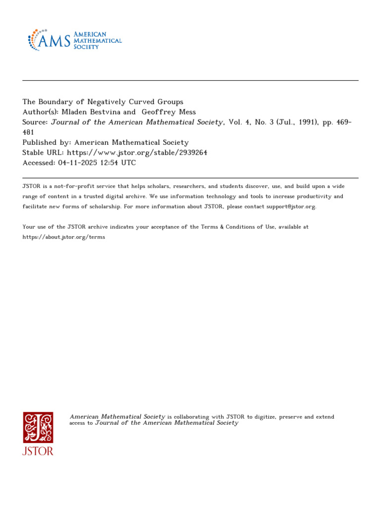 Boundary Properties of Negatively Curved Groups | PDF | Manifold ...