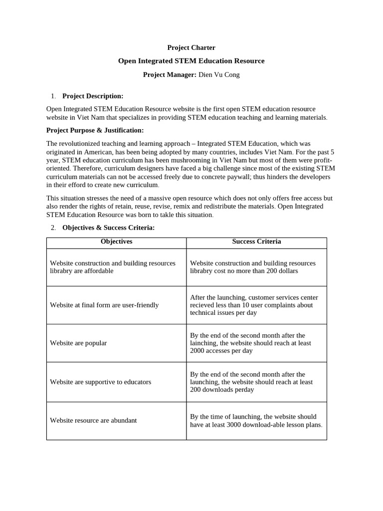 Narrative Charter Statement Sample 1 | PDF
