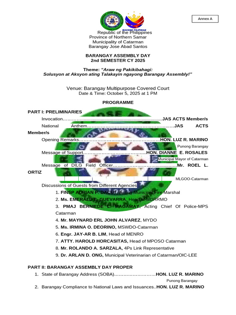 Annex a Programme Template | PDF