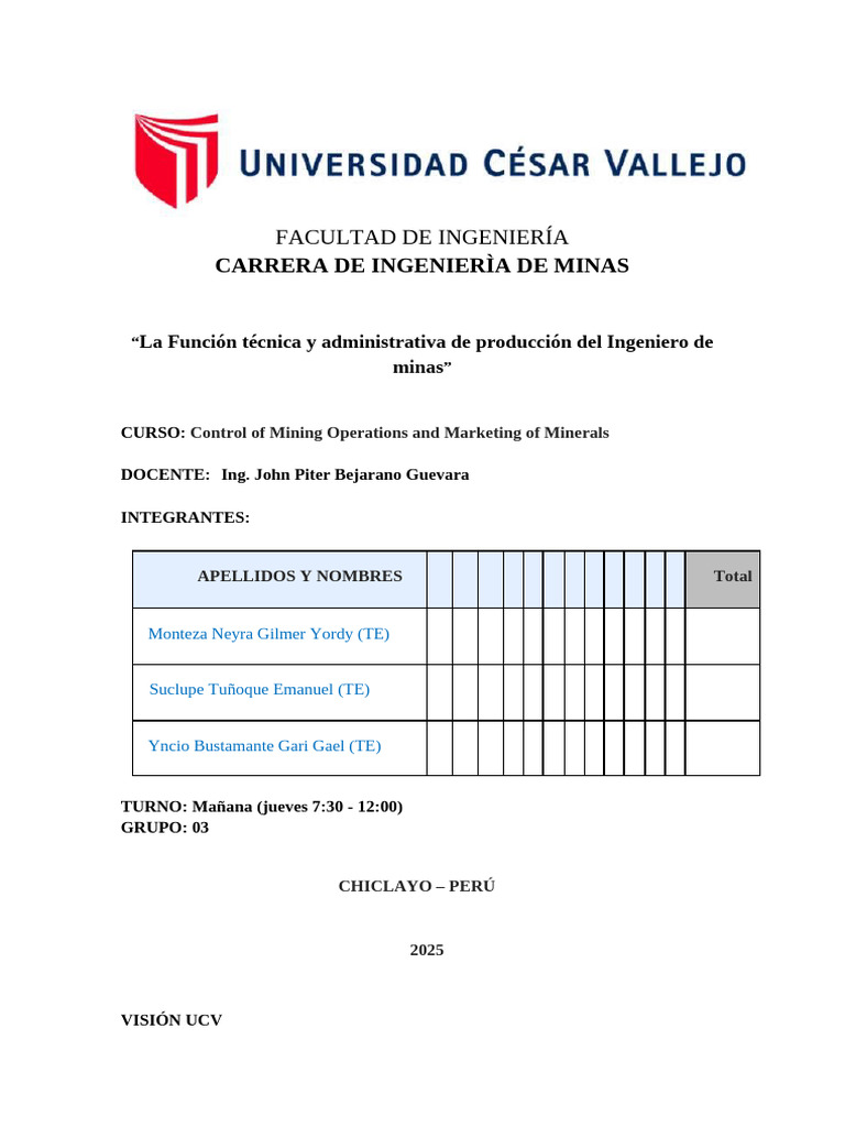 Sesión 6 - Monteza, Yncio, Suclupe | PDF | Minería | Planificación