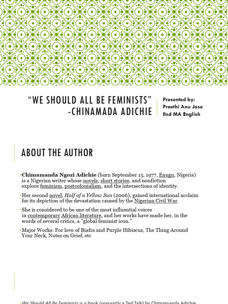 Understanding Feminism by Adichie | PDF | Cultural Politics | Feminist ...