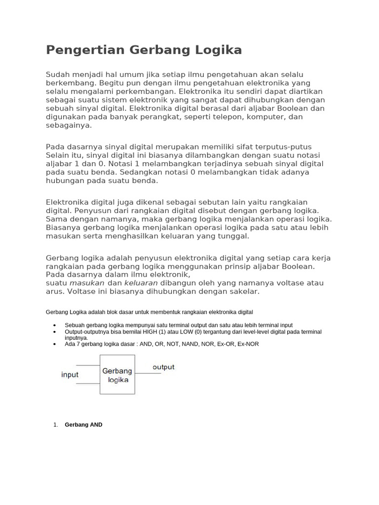 Pengertian Gerbang Logika Dasar | PDF