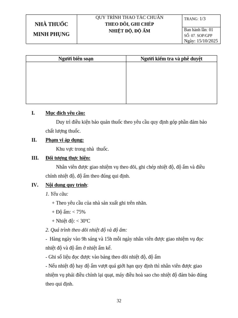 07.theo Doi Ghi Chep Nhiet Do Do Am | PDF