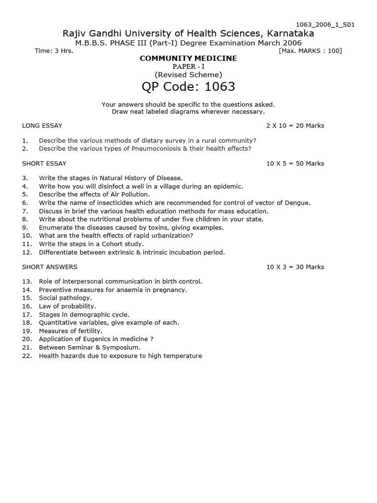 PSM Rguhs Question Papers | PDF | Epidemiology | Public Health
