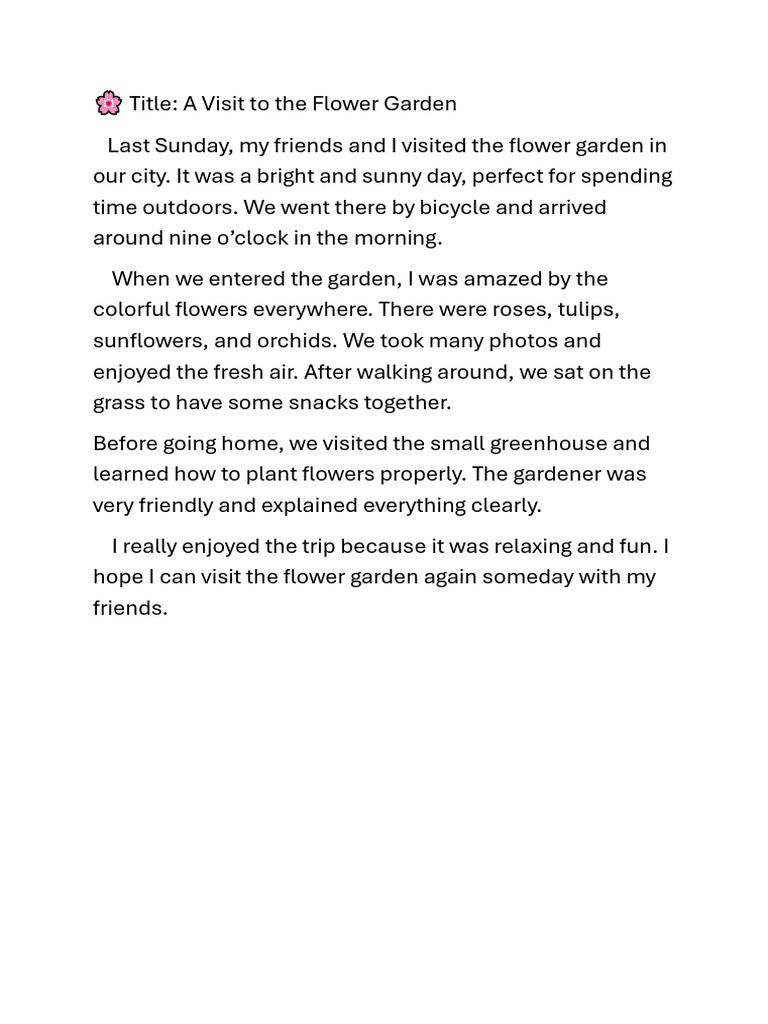 A Visit To The Flower Garden | PDF