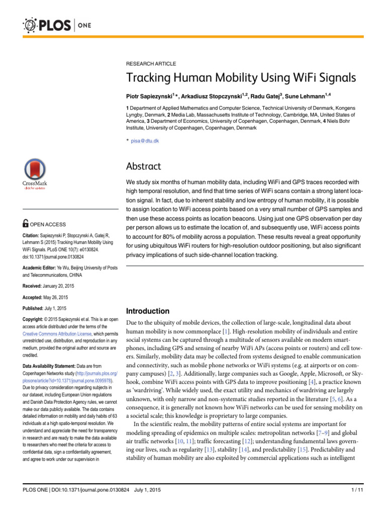 WiFi-Based Human Mobility Tracking | PDF | Wi Fi | Android (Operating ...