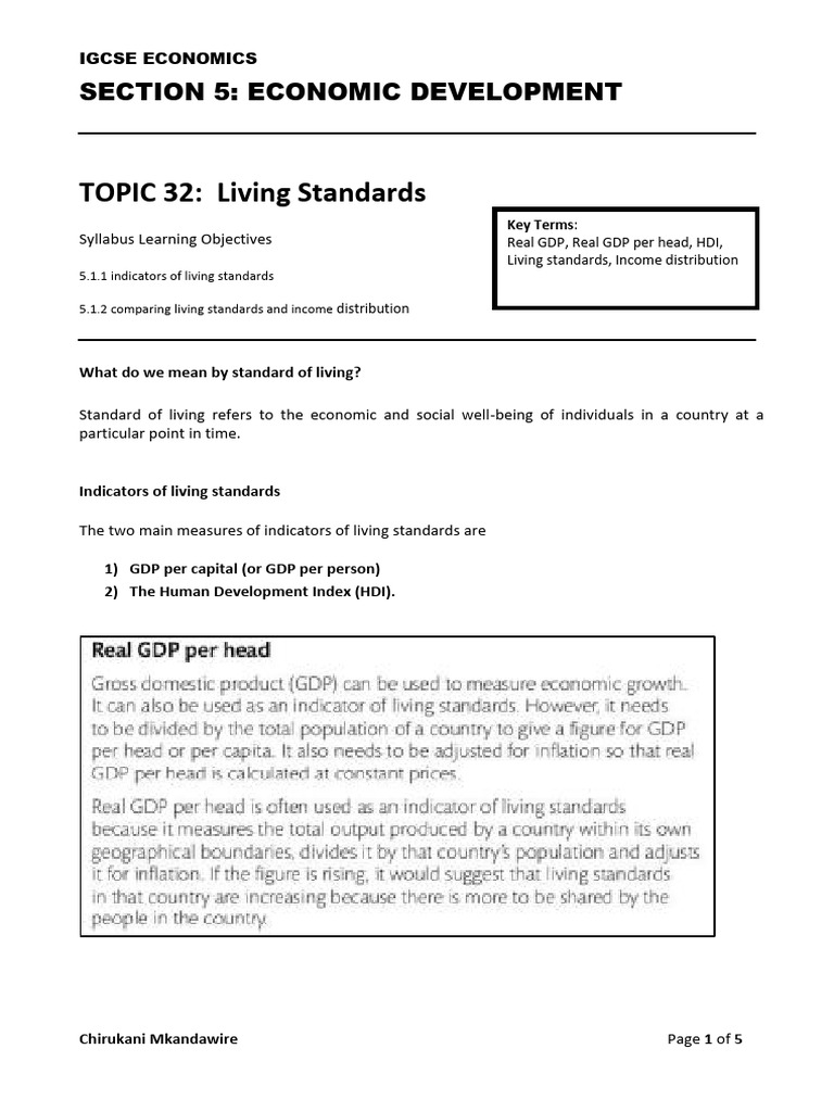 Topic 32. Living Standards | PDF