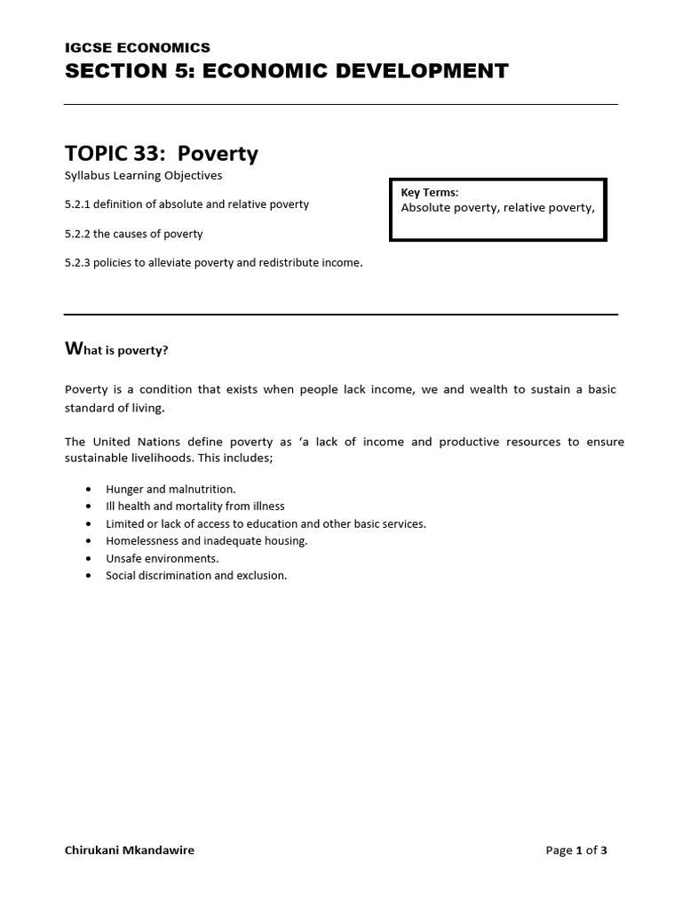Topic 33. Poverty | PDF