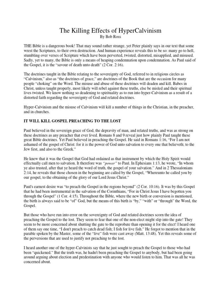 Killing Effects of Hyper-Calvinism | PDF | Grace In Christianity | Jesus