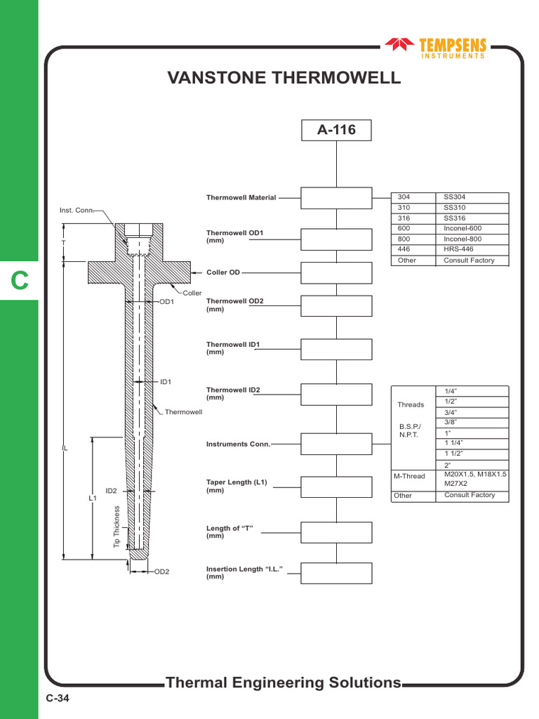 2.1. Special Thermowells | PDF | Mechanical Engineering | Metalworking