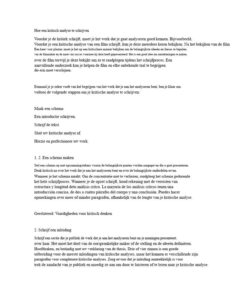Hoe Een Kritische Analyse Te Schrijven | PDF