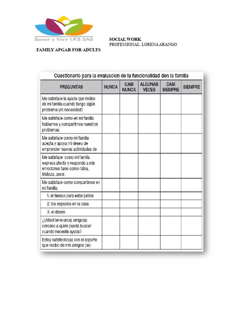 Family Apgar For Adults | PDF