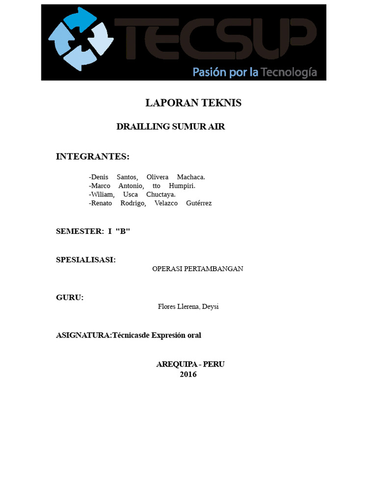 Laporan Teknik Pengeboran Sumur Air Akhir | PDF