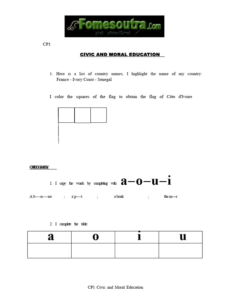 Civic and Moral Education CP1 | PDF